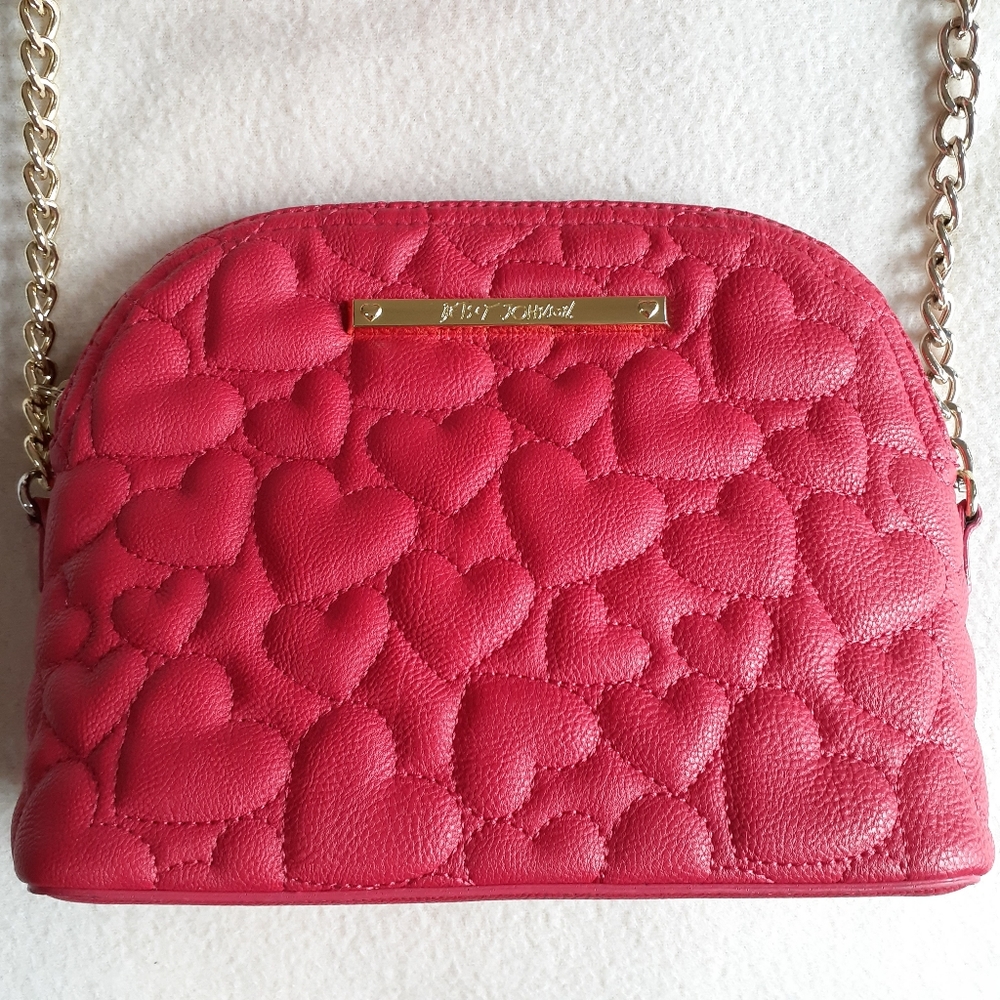 Betsey Johnson Red Heart Quilted Crossbody Bag - Gem